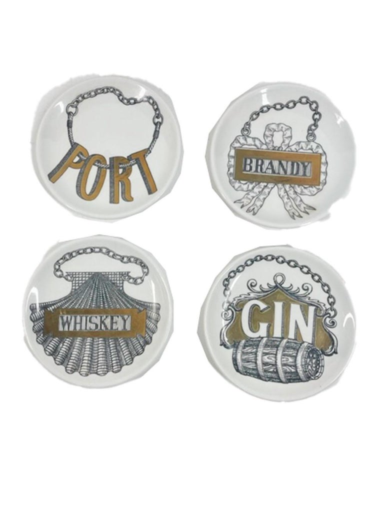 Eight Vintage Fornasetti Ceramic Coasters in the "Vini E Liquori ...