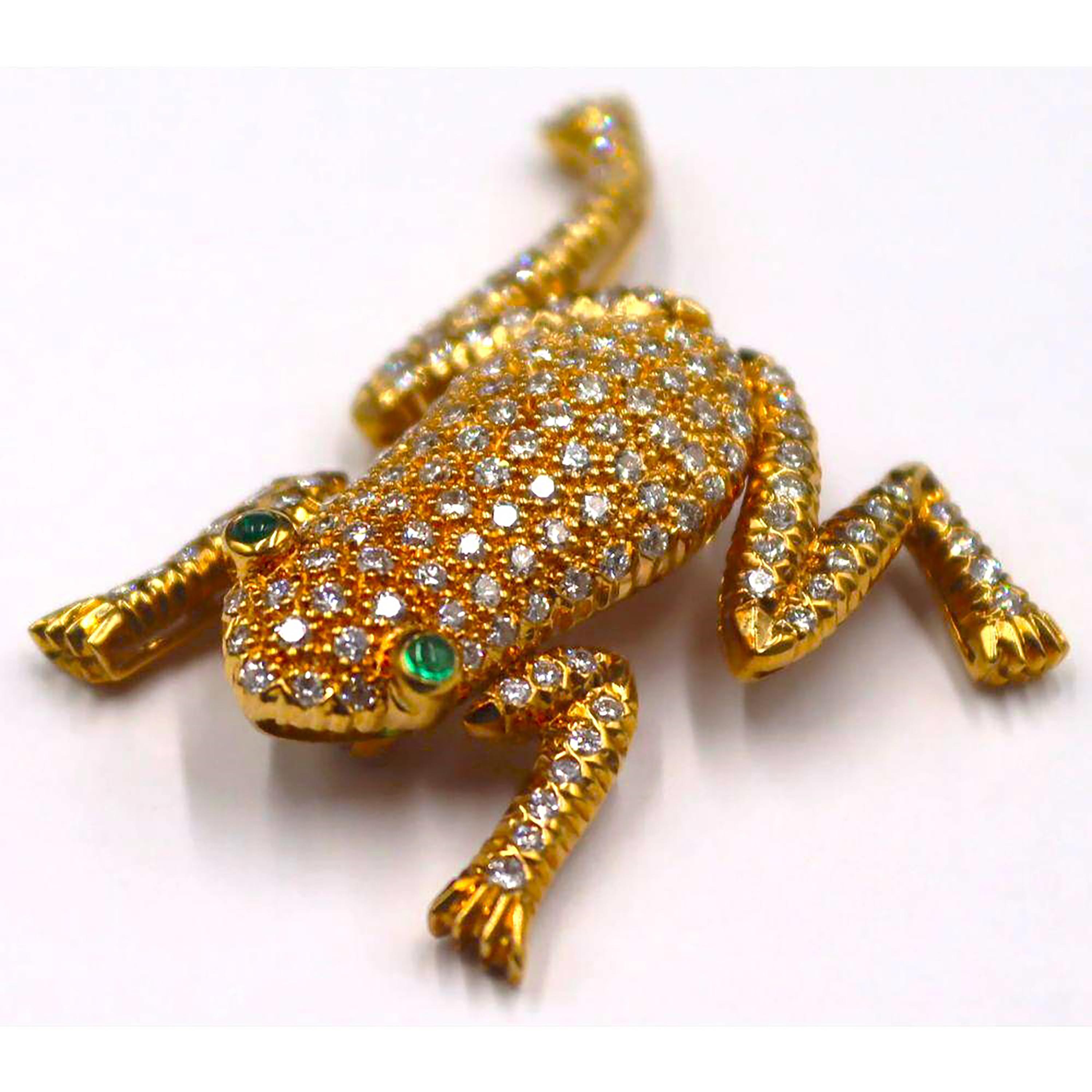Eighteen Karat Gold Diamond Frog Brooch with En Tremblant Legs and Arms ...