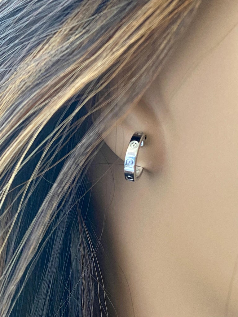 Eighteen Karat White Gold Cartier Mini Love Hoop Earrings at 1stDibs