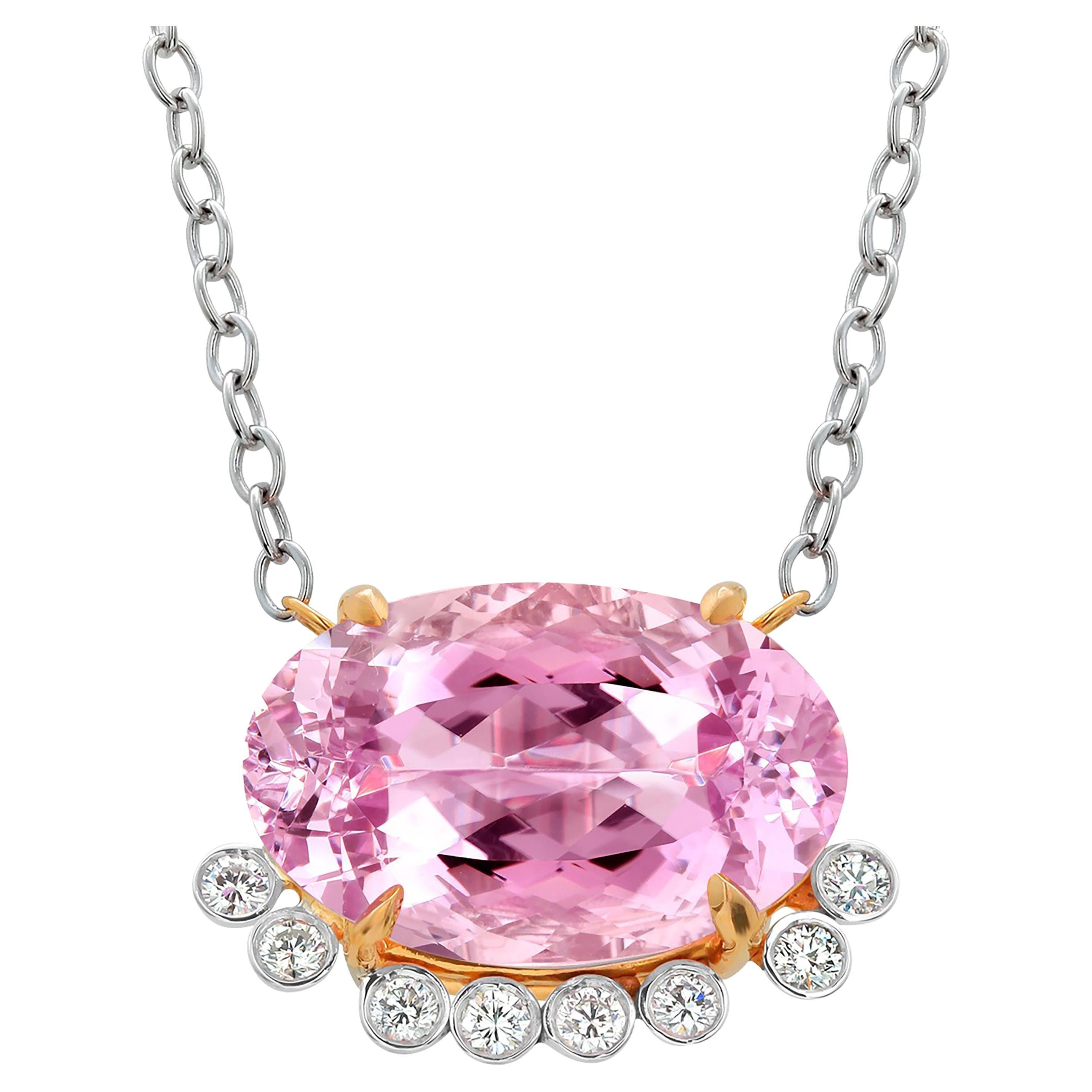 Kunzite Gold Pendant Necklace at 1stDibs