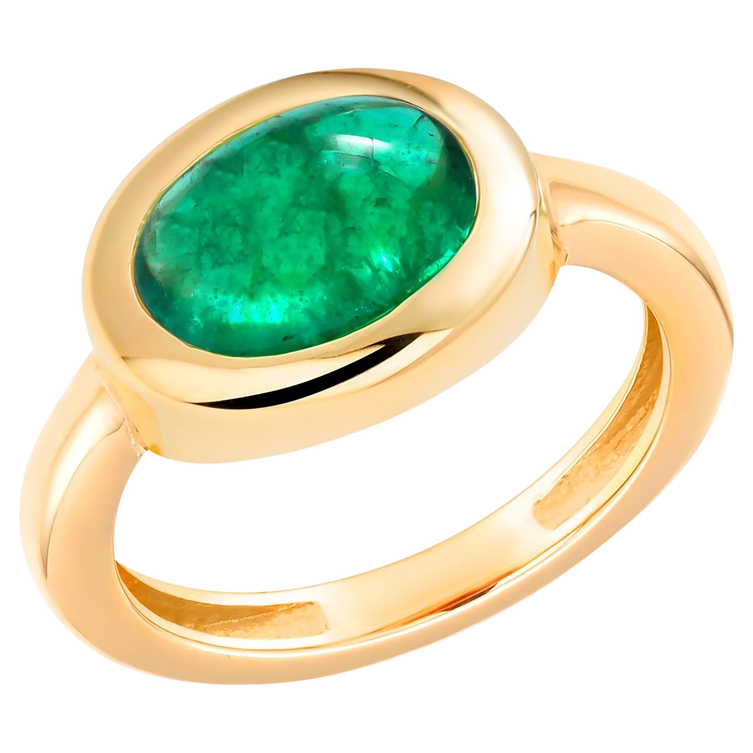 Fine High Domed Cabochon Emerald Ring at 1stDibs