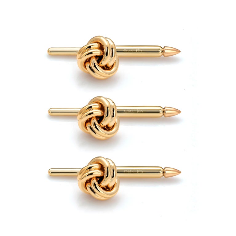 Fourteen Karat Yellow Gold Shirt Tacks in the Form of Knots at 1stDibs
