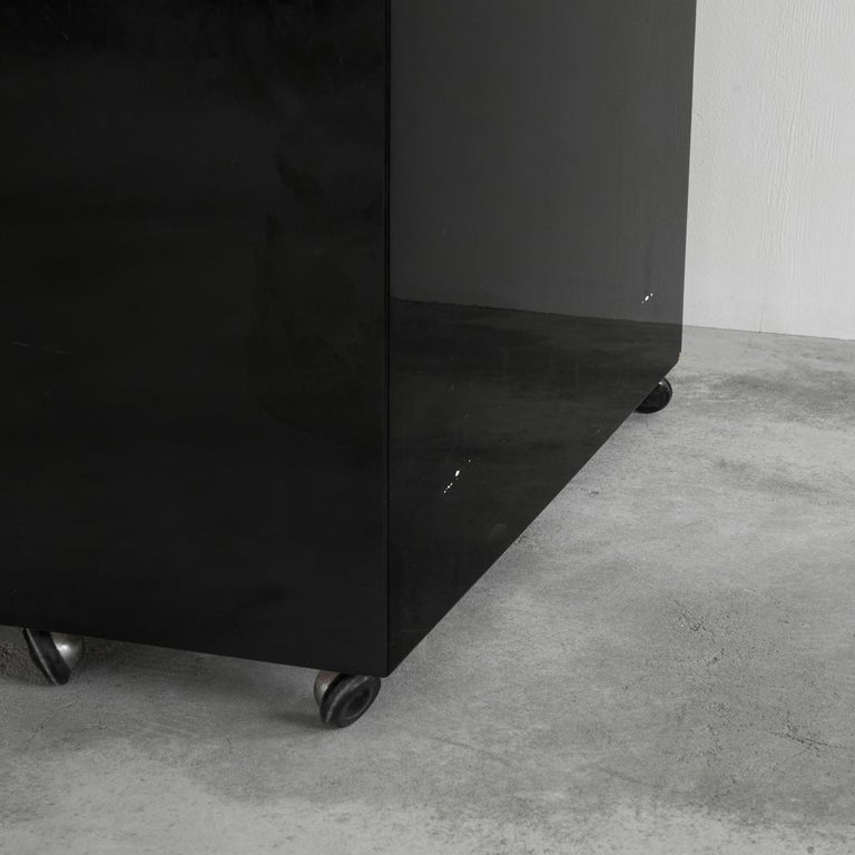 Eileen Gray 'Lota' Sofa in Black Lacquer and Orange Fabric 1980s For Sale at 1stDibs