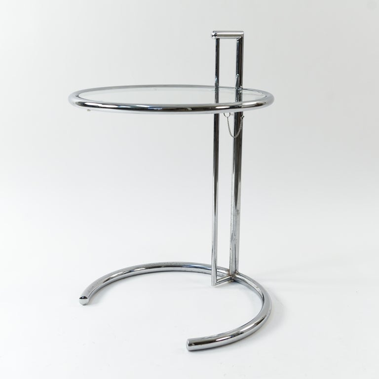 Eileen Gray Model E1027 Chrome and Glass Side Table For Sale at 1stDibs