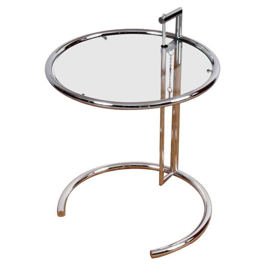 Eileen Gray Side Table in Chrome and Glass Model E1027 For Sale at 1stDibs