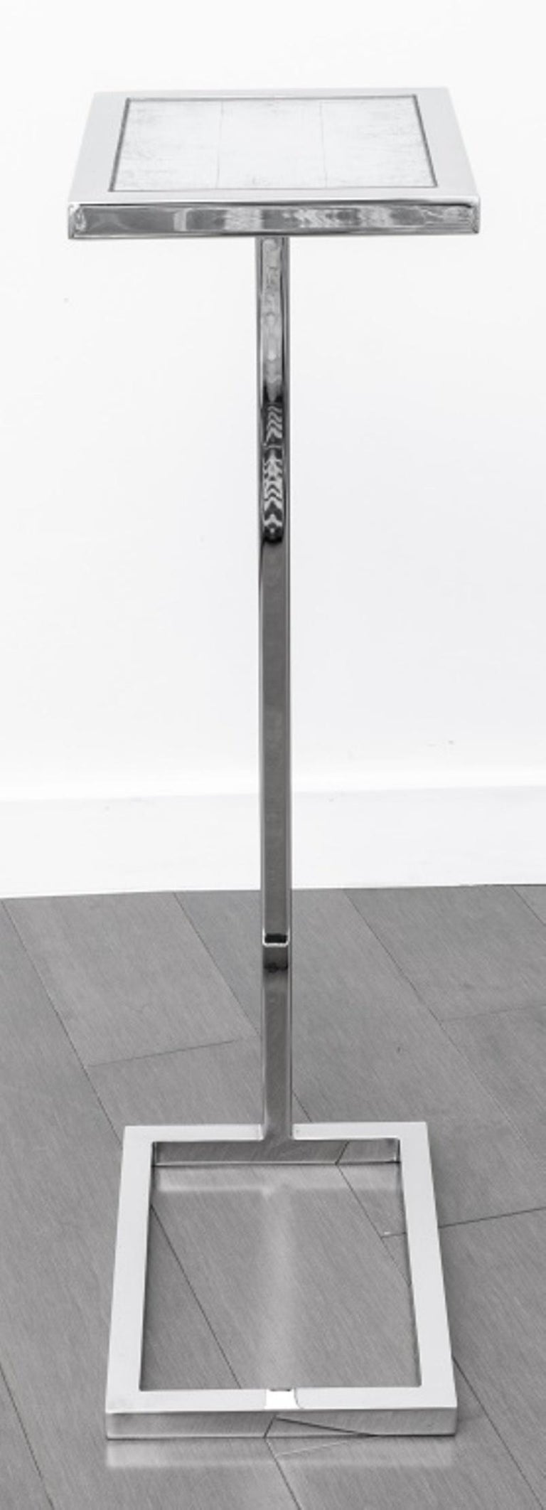 Eileen Gray Style Modernist Chrome Mirror Tables, Pair For Sale at 1stDibs