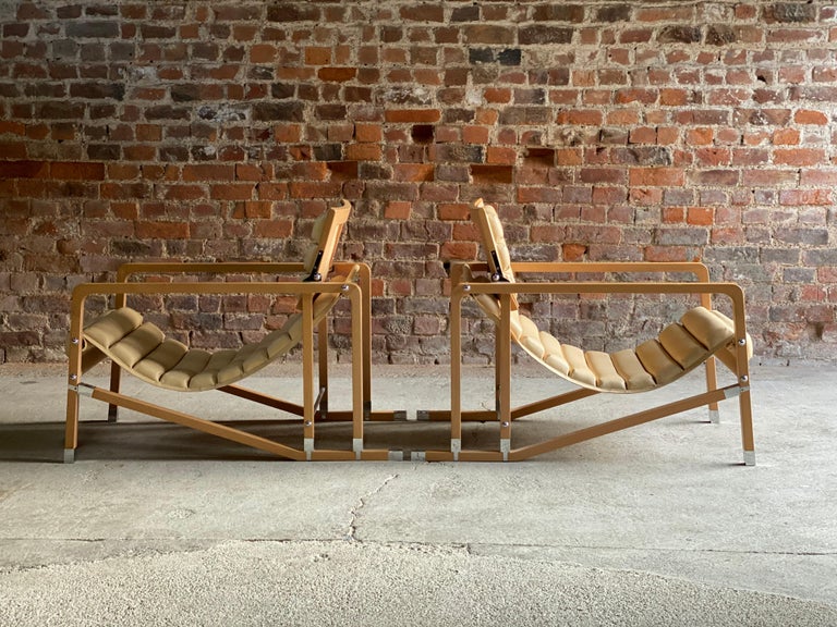 Eileen Gray Transat Chairs in Cream Leather and Beech by Ecart ...