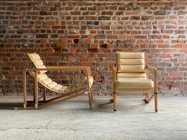 Eileen Gray Transat Chairs in Cream Leather and Beech by Ecart ...