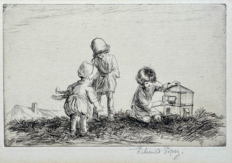 Eileen Soper - Children freeing a caged bird For Sale at 1stDibs