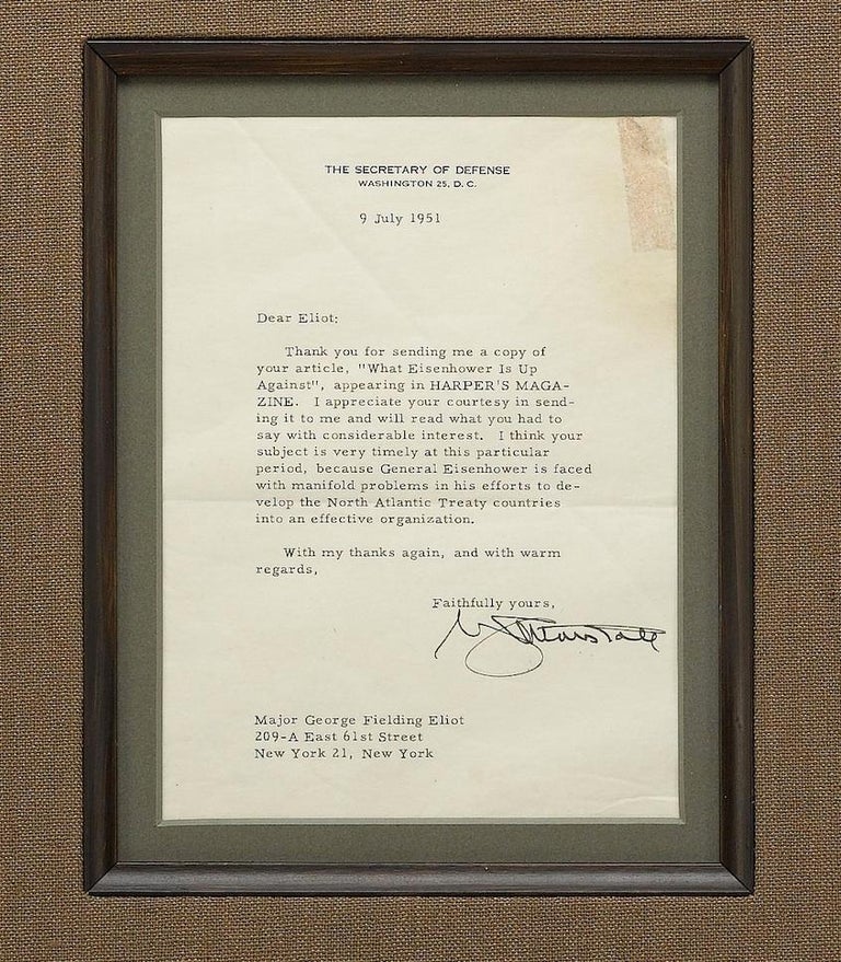 Eisenhower and Marshall Authentic Signature Collage at 1stDibs