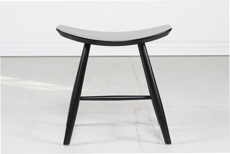 Ejvind A Johansson Black Stool Model No. J 63 for FDB Furniture Denmark ...