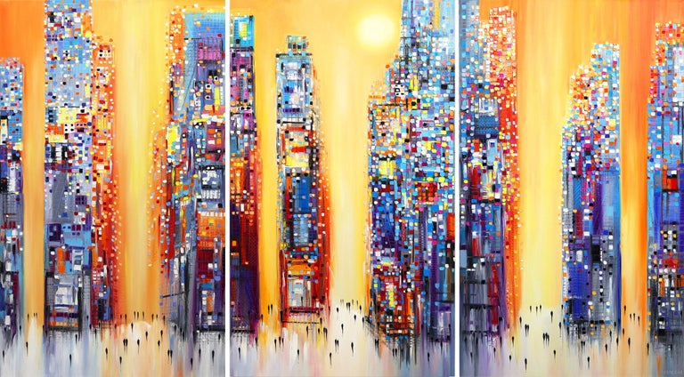 Ekaterina Ermilkina - Sunset (Triptych) - Large Original Oil Painting For Sale at 1stDibs