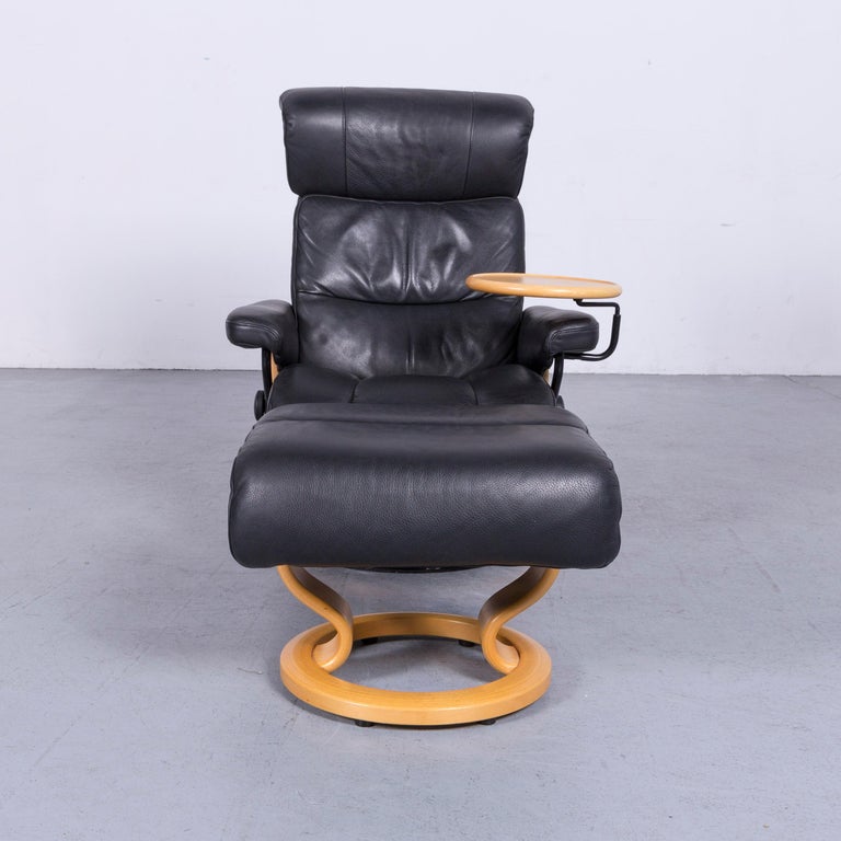 Ekornes Stressless Designer Armchair and Footstool Black Leather ...
