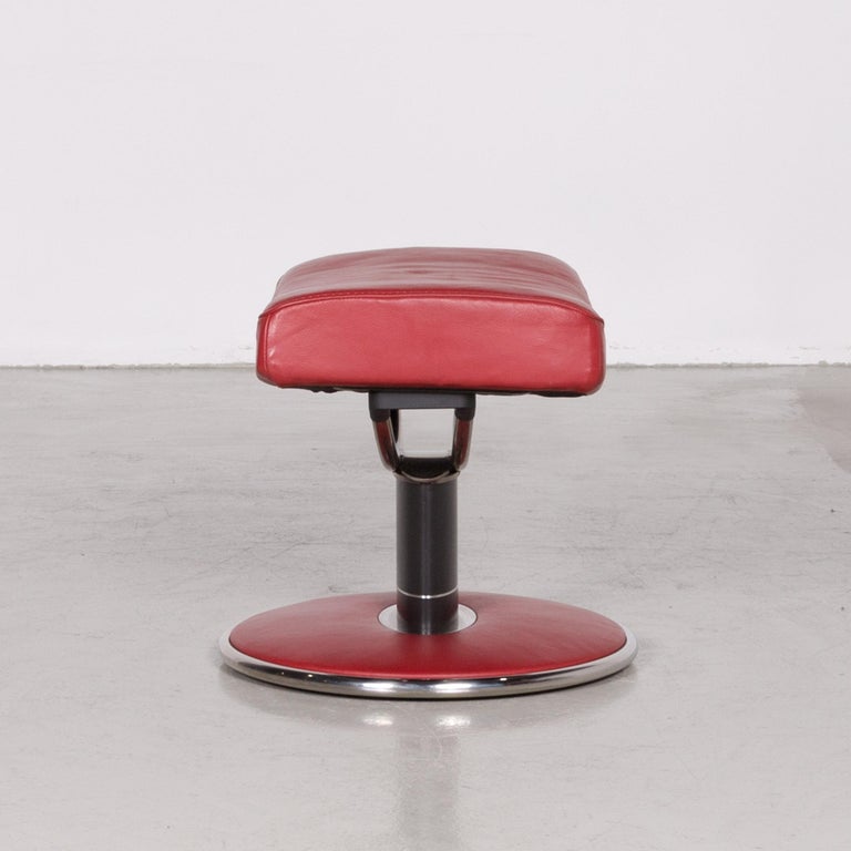Ekornes Stressless Jazz Designer Footstool Red Leather Chrome For Sale ...