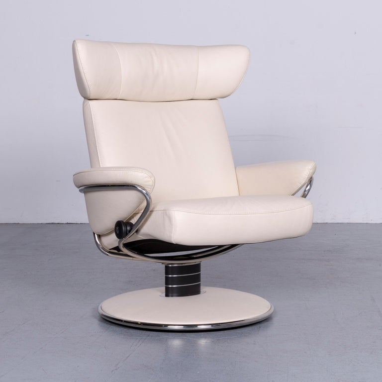 Ekornes Stressless Jazz Designer Leather Office Chair Crème with Stool ...
