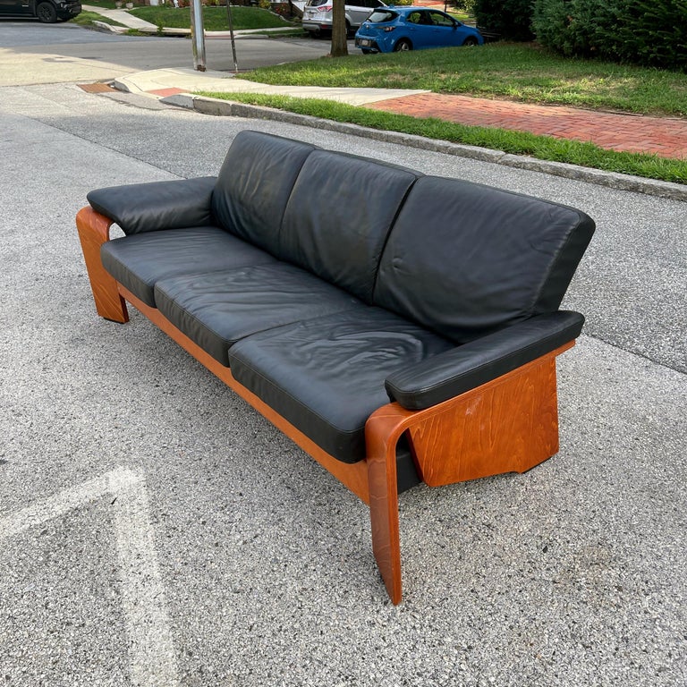 Ekornes Stressless Modern Black Leather "Pegasus" Model Sofa Chairs and ...