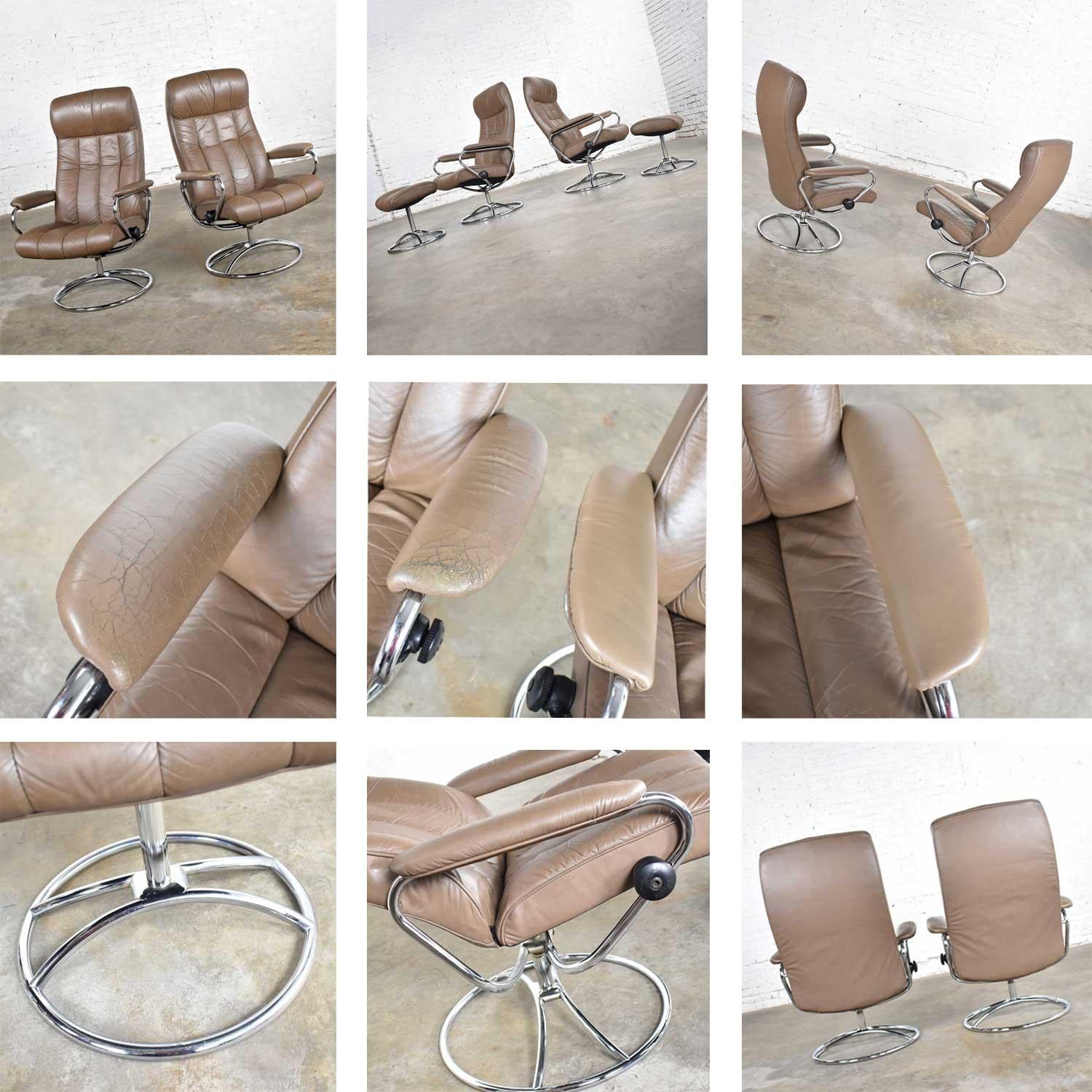 Ekornes Stressless Scandinavian Modern Lounge Chairs and Ottomans ...