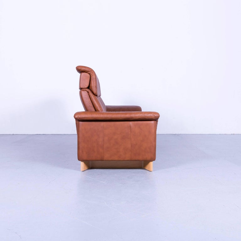 Ekornes Stressless Sofa Brown Leather Three-Seat Recliner at 1stDibs