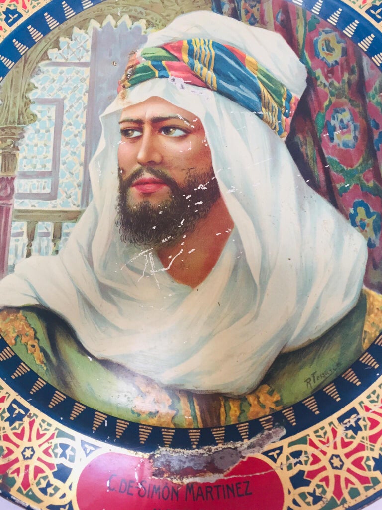 El Cafeto Metal Hanging Advertising Plate with a Moorish Prince at 1stDibs