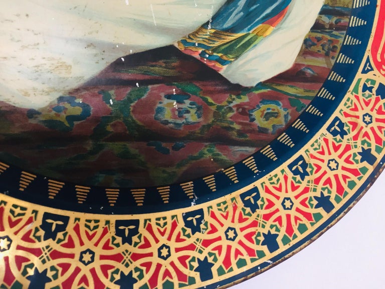 El Cafeto Metal Hanging Advertising Plate with a Moorish Prince at 1stDibs