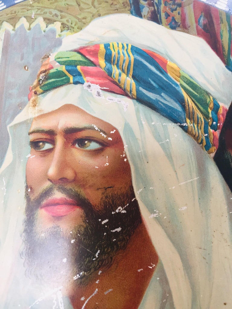 El Cafeto Metal Hanging Advertising Plate with a Moorish Prince at 1stDibs
