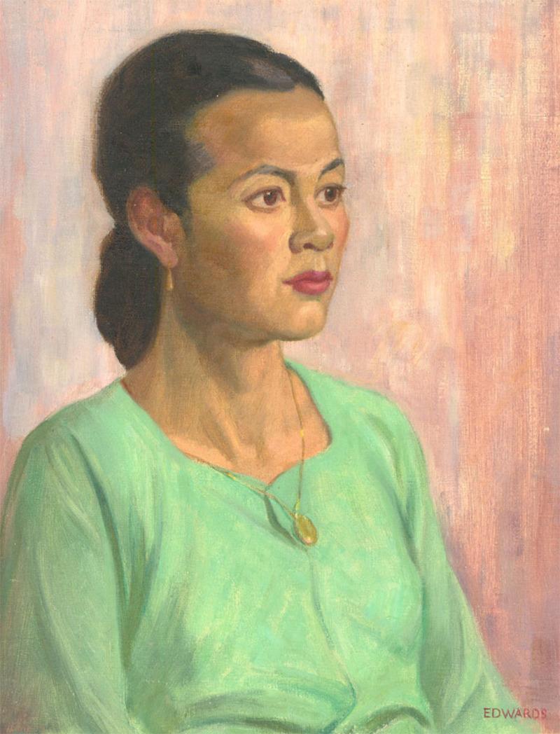 E.L. Edwards - E.L. Edwards - Mid 20th Century Oil, Serene In Green at ...