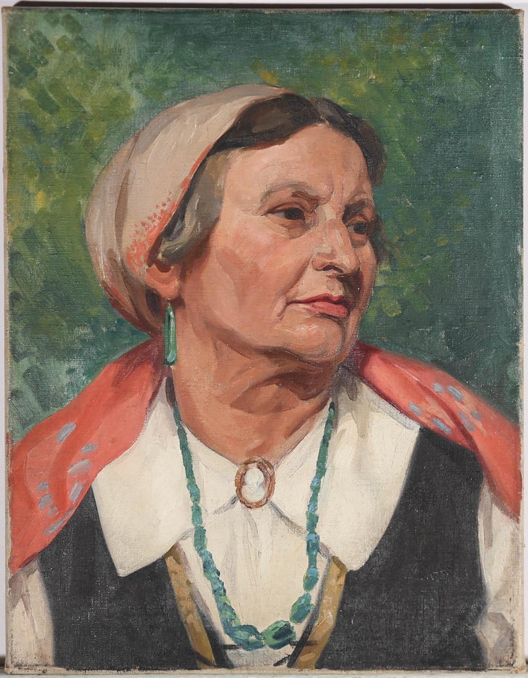 E.L. Edwards - E.L. Edwards - Mid 20th Century Oil, The Red Headscarf ...