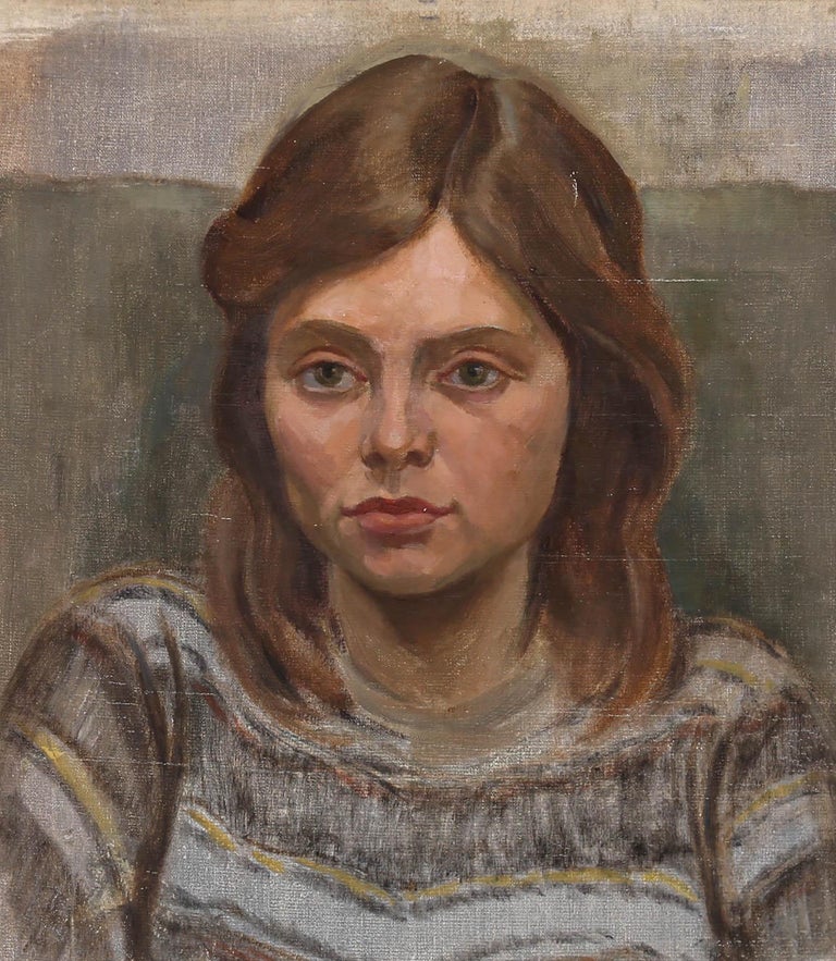 E.L. Edwards - E.L. Edwards - Mid 20th Century Oil, The Striped Jumper ...
