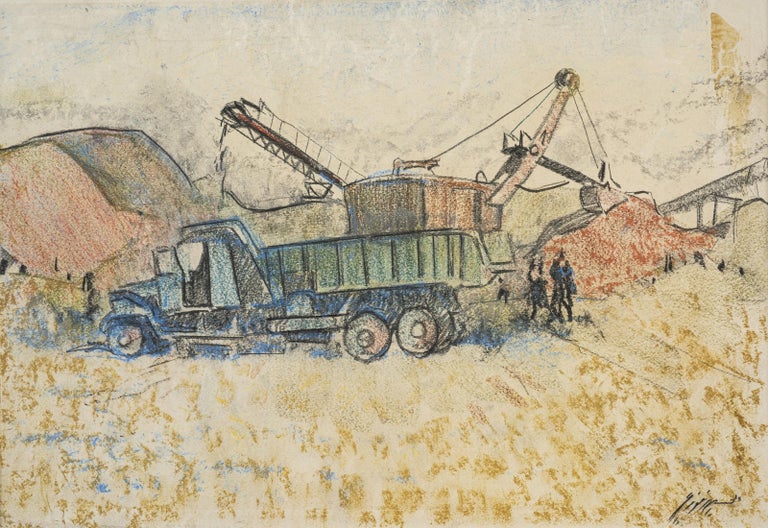 El Hussein Fawzi - "Aswan High Dam II" Drawing 12" x 18" inch by El ...