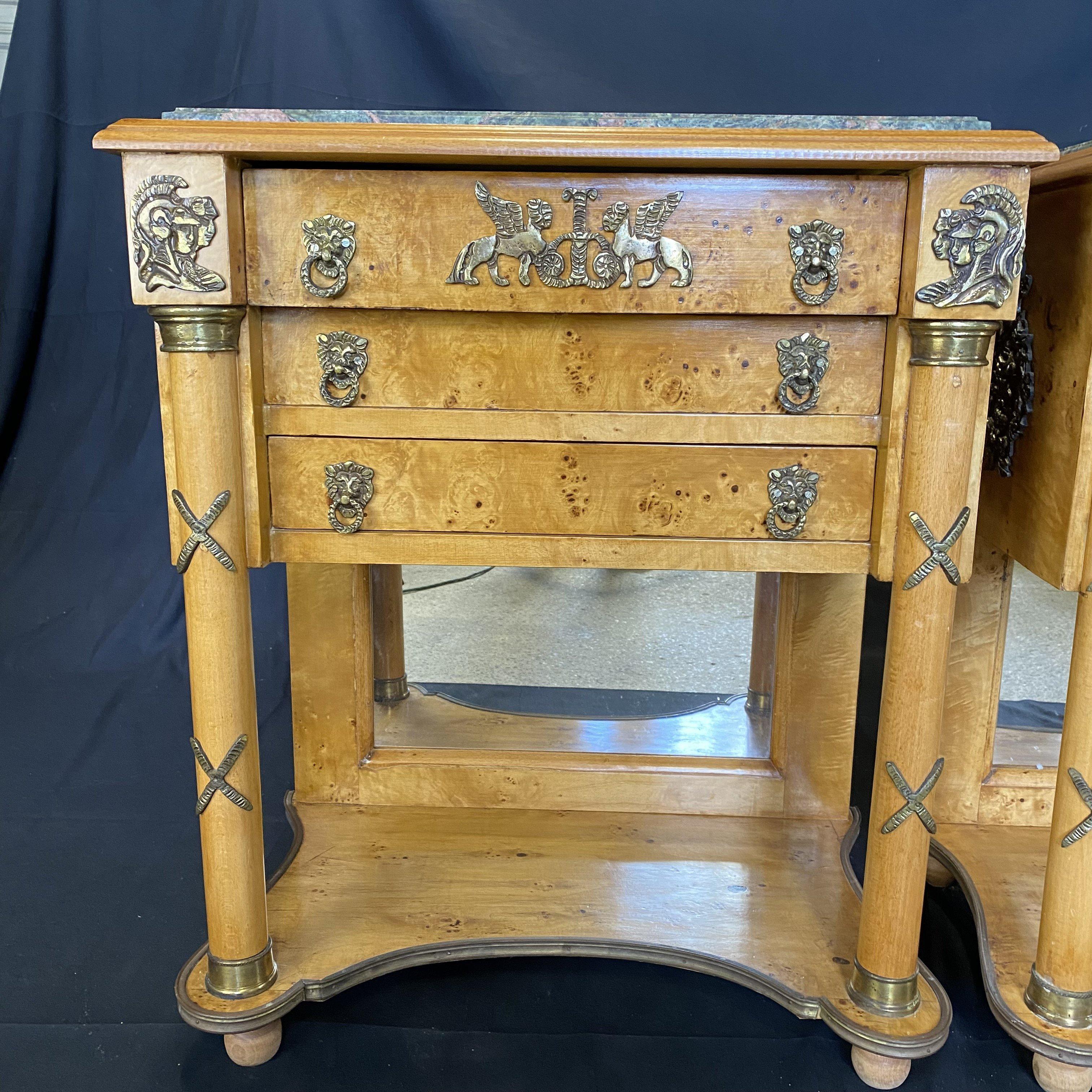 Elaborate Pair ofBurled Walnut Marble Top Neoclassical French Style ...