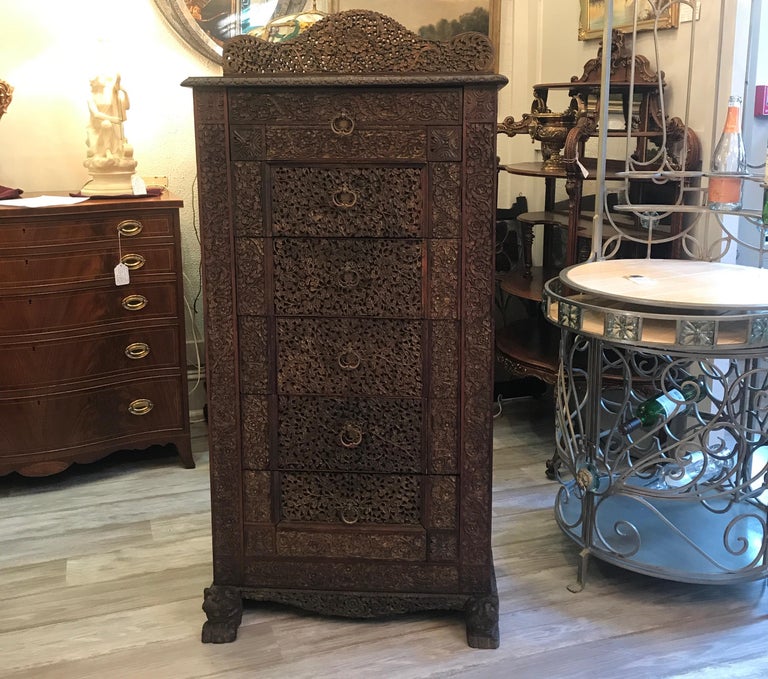 Elaborately Carved 19th Century Anglo-Indian Chest of Drawers at ...