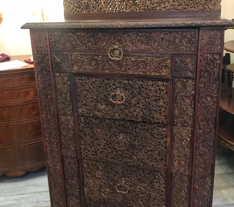 Elaborately Carved 19th Century Anglo-Indian Chest of Drawers at ...