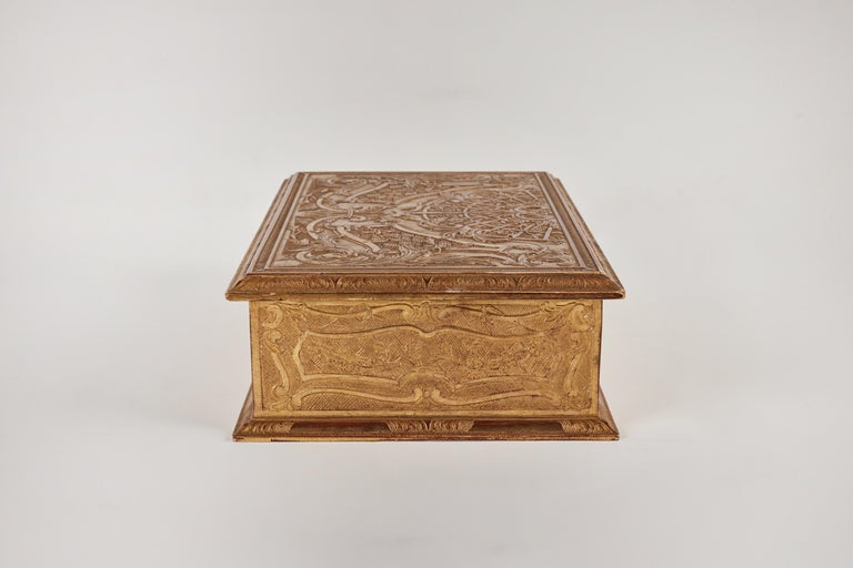 Carved Gilt Wood Box For Sale at 1stDibs