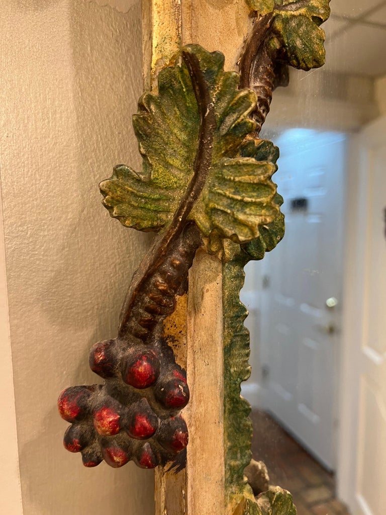 Elaborately Hand Carved French Grape Vine Mirror For Sale at 1stDibs