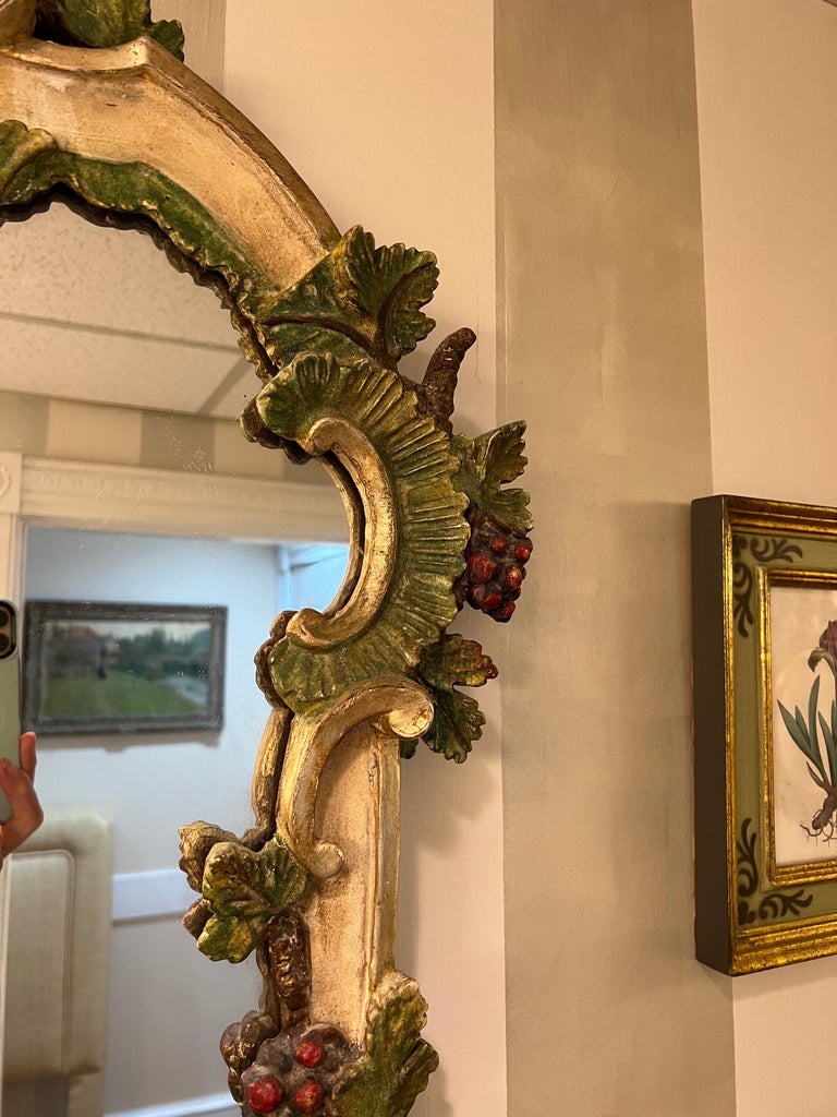 Elaborately Hand Carved French Grape Vine Mirror For Sale at 1stDibs