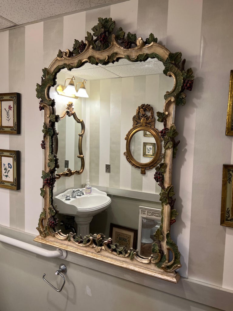 Elaborately Hand Carved French Grape Vine Mirror For Sale at 1stDibs