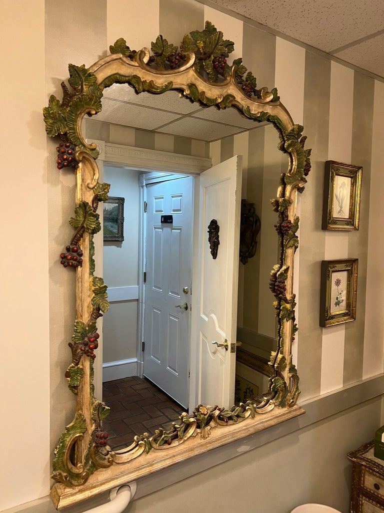 Elaborately Hand Carved French Grape Vine Mirror For Sale at 1stDibs