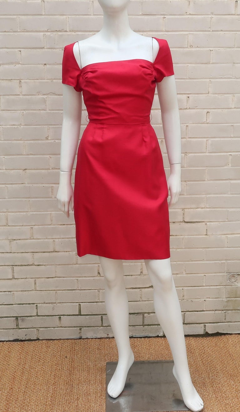 Elaine Terry Red Shantung Silk Dress and Jacket Set, 1950's For Sale at ...