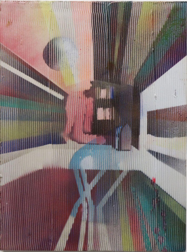 Eleanor Aldrich - IRONING - texturized lenticular painting, optical illusion, geometric abstract ...