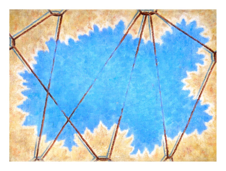 Eleanor Perry - Patch of Cyan, Vintage Electric Blue Geometric Abstract ...