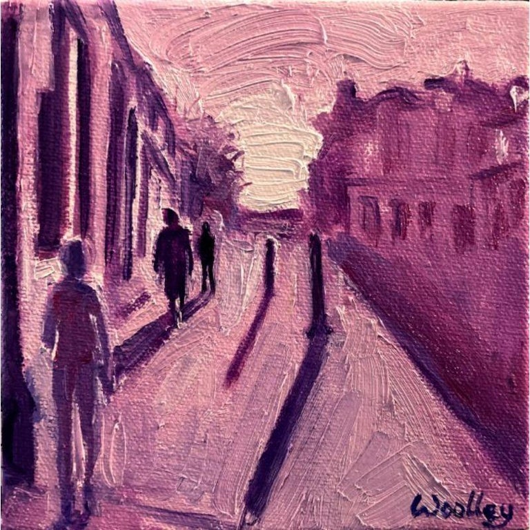 Eleanor Woolley - A Wintery Walk Home, Figurative Cityscape Art, Modern ...