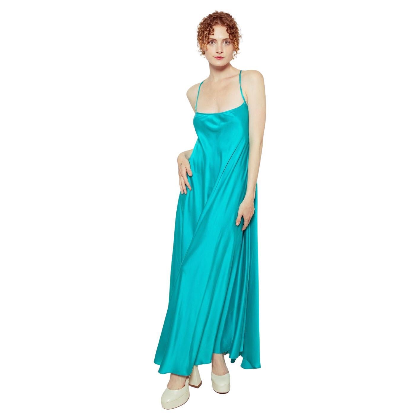 Electric Blue Cross Back Silk Slip Dress For Sale at 1stDibs