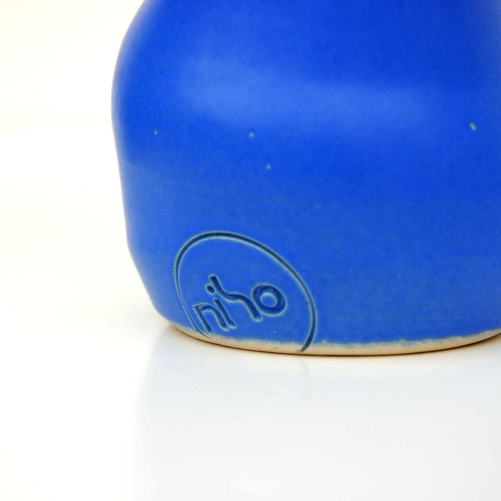 Electric Blue Helix Vase Handmade in Barcelona by Niho Ceramics For ...