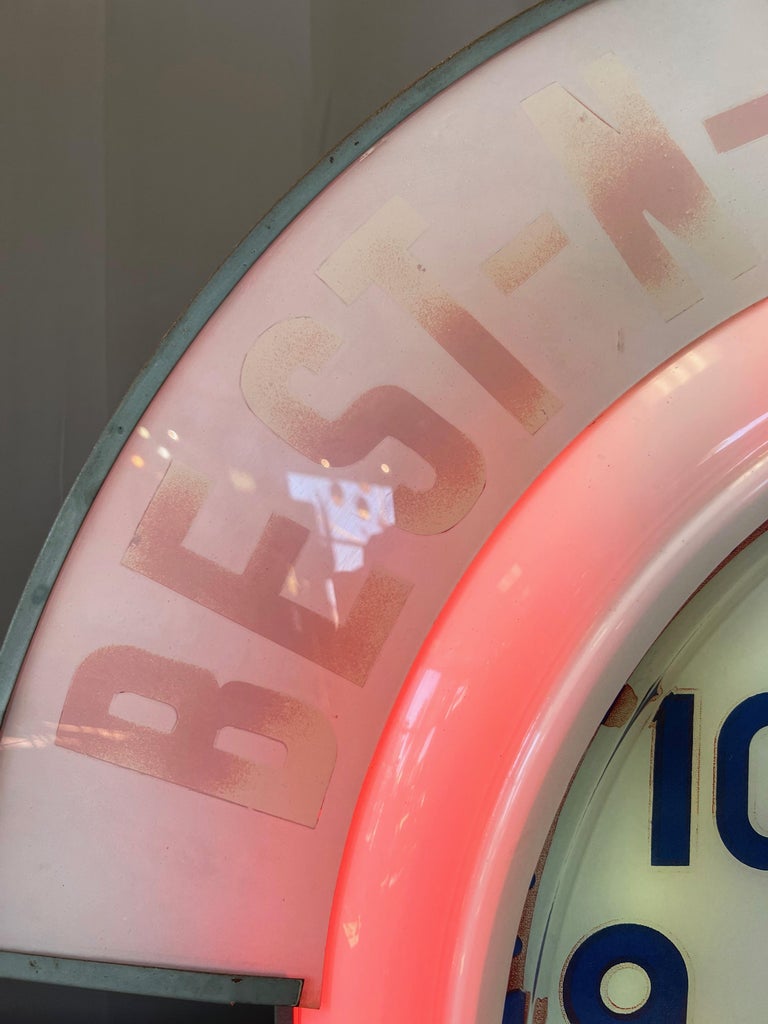 Electric Neon Clock Co. Extra-Large Neon Clock with Advertising Marquee ...