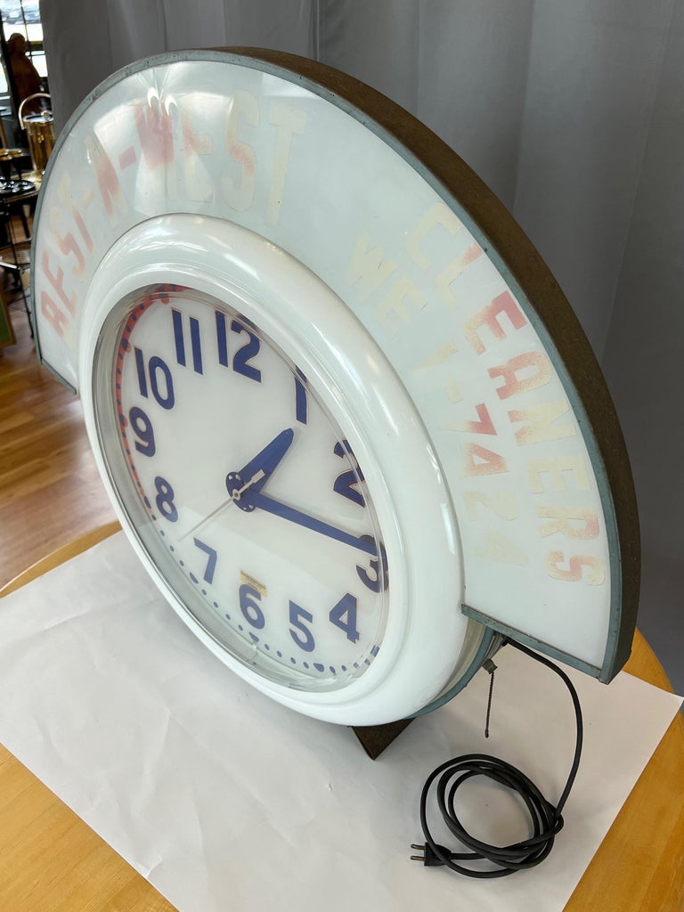 Electric Neon Clock Co. Extra-Large Neon Clock with Advertising Marquee ...