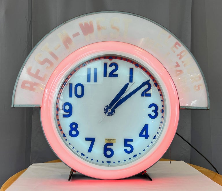 Electric Neon Clock Co. Extra-Large Neon Clock with Advertising Marquee ...