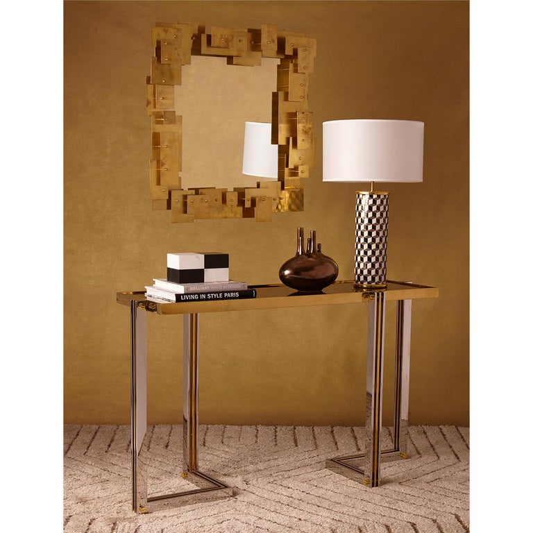 Electrum Polished Nickel and Brass Console Table at 1stDibs