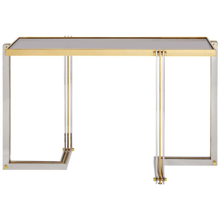 Electrum Polished Nickel and Brass Console Table at 1stDibs