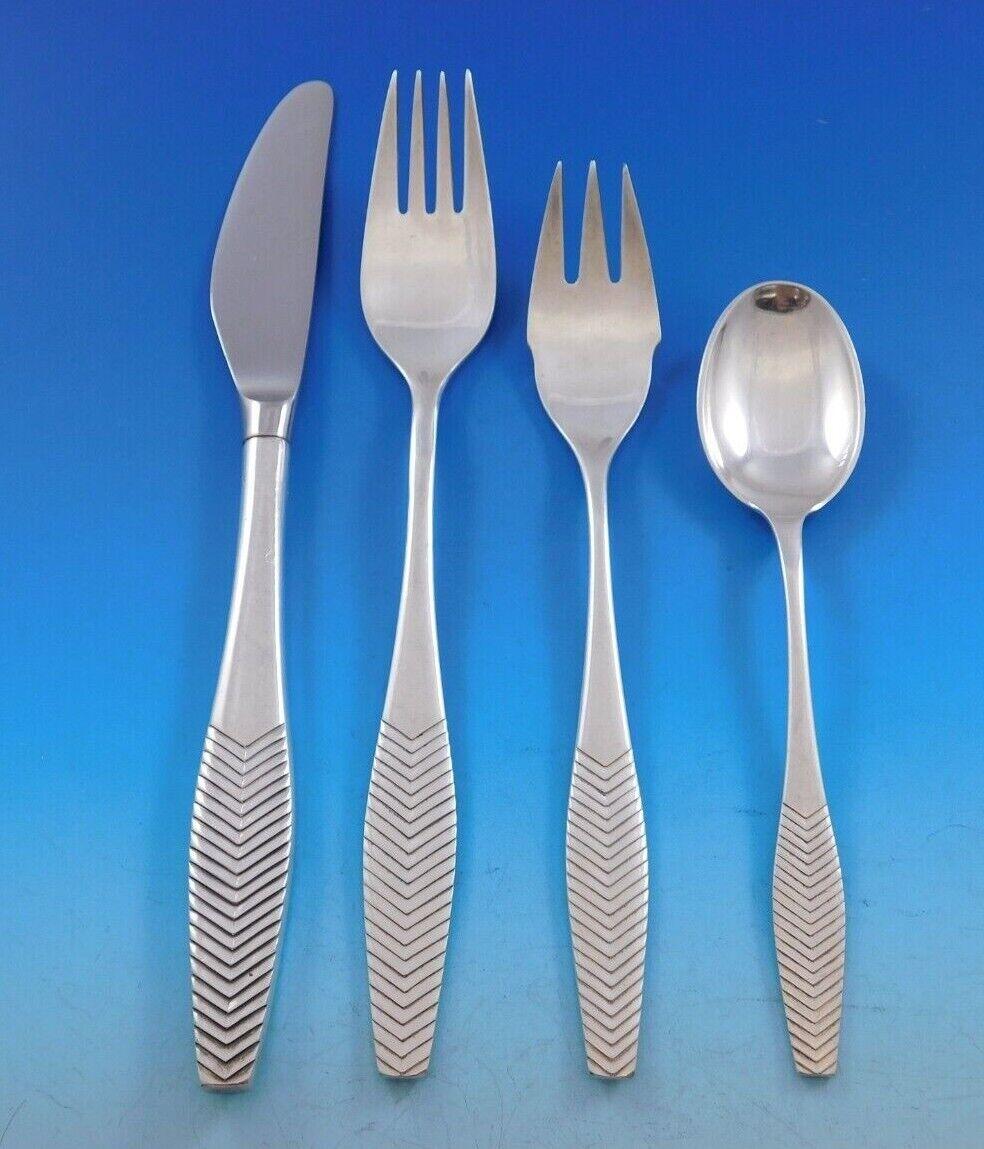 Elegance by O. Mogensen Danish Sterling Silver Flatware Set Modern 20 Pieces For Sale at 1stDibs