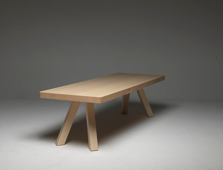 Elegance Wood Table in Natural Maple Wood with Slanted Legs by Aldo ...